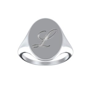 customized 925 sterling silver script letter oval charm custom initial signet ring