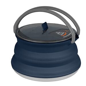 sea to summit x-pot kettle collapsible camping cook pot with lid, 2 liter, navy