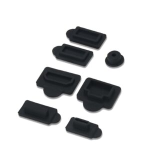 Onyehn Black Silicone Dust Plugs Set,USB HDM Interface Anti-dust Cover Dustproof Plug for PS5 Game Console Accessories Parts(7 Pack)