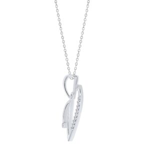 Elmas 925 Sterling Silver Round White Diamond Letter V Alphabet Initial Pendant for Women with 18+2 Inch Cable Chain