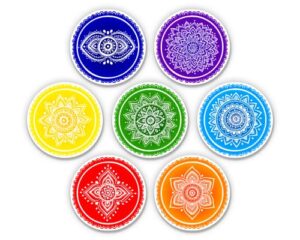 chakras set of 7 yoga spiritual - 8" each vinyl stickers - for car laptop i-pad - waterproof decals