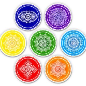 Chakras Set of 7 Yoga Spiritual - 8" Each Vinyl Stickers - for Car Laptop I-Pad - Waterproof Decals