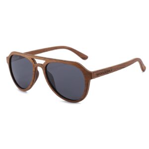 woodonly aviator wood polarized sunglasses - cool style wooden sun glasses with bamboo case for men and women perfect gifts (walnut)