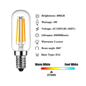 SHUWDKAR E14 LED Bulb 4W Equal 40W LED Candelabra Bulb Warm White 2700K T6 Clear Vintage E14 European Base Edison Bulb for Chandeliers,Ceiling Fan,Pendant,6 Pack