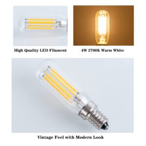 SHUWDKAR E14 LED Bulb 4W Equal 40W LED Candelabra Bulb Warm White 2700K T6 Clear Vintage E14 European Base Edison Bulb for Chandeliers,Ceiling Fan,Pendant,6 Pack