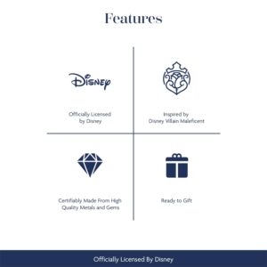 Jewelili Enchanted Disney Fine Jewelry 14K Rose and White Gold with Black Rhodium 9/10 Cttw Black Diamond Maleficent Bridal Ring, Size 6