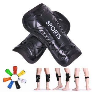 youth soccer shin guards for kids child calf protective gear soccer equipment soccer shin pads calf sleeves protection for boys girls kids youth toddler children teenagers adult (black, s 3'3-3'9)