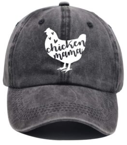 chicken mama hat, farm hen baseball cap vintage washed distressed denim adjustable dad hats (chicken mama black, one size)