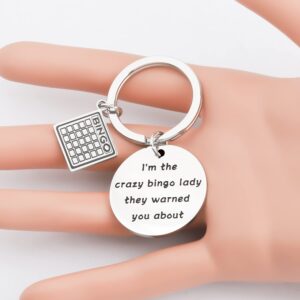 Gzrlyf Bingo Lovers Gifts Keychain Funny Bingo Gifts for Bingo Players I’m the Crazy Bingo Lady They Warned You about (Keychain)