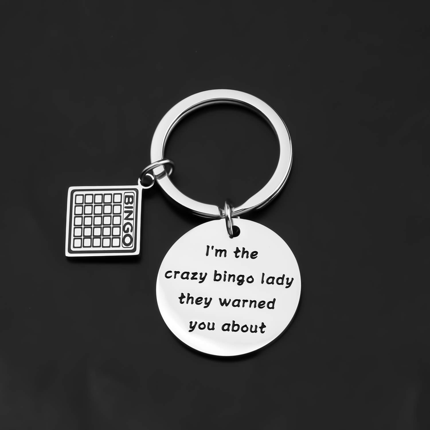 Gzrlyf Bingo Lovers Gifts Keychain Funny Bingo Gifts for Bingo Players I’m the Crazy Bingo Lady They Warned You about (Keychain)