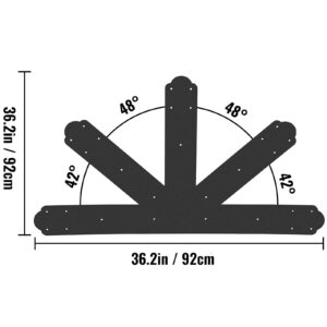 VEVOR Gable Plate, Black Powder-Coated Truss Connector Plates, 12:12 Pitch Gable Bracket, 4 mm / 0.16" Steel Truss Nail Plates, Decorative Gable Plate with Bolts for Wooden Beam Use