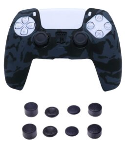 silicone cover skin case accessories for sony ps5 controller with pro thumb grips caps set camo black