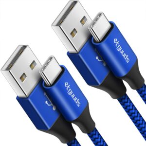 etguuds extra long usb c cable [15ft, 2-pack], fast charge 15 feet usb a to usb type c cable 2.0, super durable nylon braided usb-c charger charging cord - blue