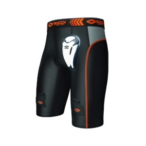 boy's compression hockey short w/bioflex cup black s