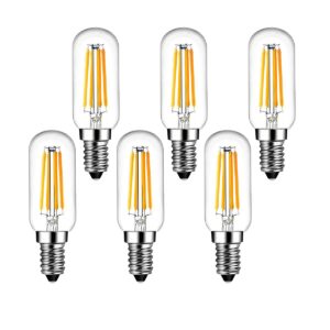 shuwdkar e14 led bulb 4w equal 40w led candelabra bulb warm white 2700k t6 clear vintage e14 european base edison bulb for chandeliers,ceiling fan,pendant,6 pack