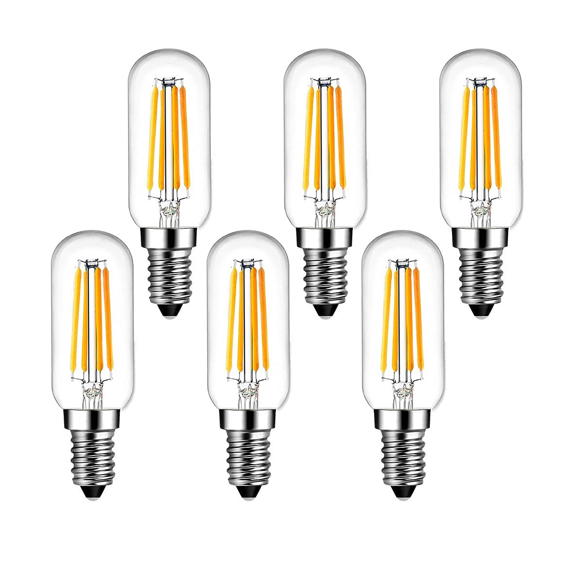 SHUWDKAR E14 LED Bulb 4W Equal 40W LED Candelabra Bulb Warm White 2700K T6 Clear Vintage E14 European Base Edison Bulb for Chandeliers,Ceiling Fan,Pendant,6 Pack