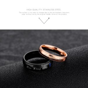 Couples Her King and His Queen Enagagement Bridal Ring Set 2PCS, Black Rose Gold Color (His 12 Her 11)