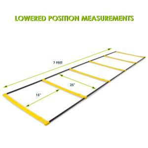 ProsourceFit Raised Speed & Agility Ladder with 6 Collapsible Hurdles for Footwork, Football & Soccer Elevated Training Workout Equipment