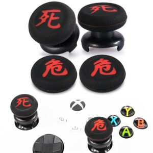 playrealm fps thumbstick extender x 2 & printing rubber silicone grip cover x 4 for xbox series x/s & xbox one controller(death of kanji&danger of kanji)