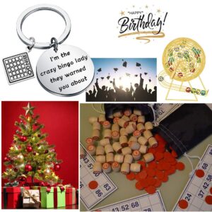 Gzrlyf Bingo Lovers Gifts Keychain Funny Bingo Gifts for Bingo Players I’m the Crazy Bingo Lady They Warned You about (Keychain)