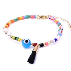 leslie boules powerful amulet bracelet for women blue evil eye and genuine azabache pendant