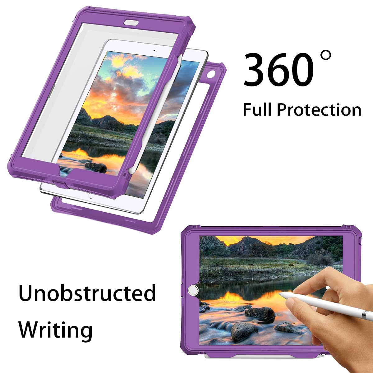 Transy for Waterproof iPad 10.2 Case, Waterproof iPad 9th /8th/7th Generation Case Built-in Screen Protector, Full Body Shockproof Protection Case with Strap for iPad 10.2 inches 2021/2020/2019