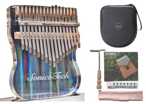 kalimba thumb piano rainbow acrylic kalimba cute kalimba 17 keys finger piano crystal kalimba hand piano marimba instrument sound healing instruments meditation instruments by sonicotech (rainbow)