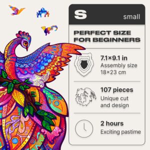 UNIDRAGON Original Wooden Jigsaw Puzzles - Fairy Bird, 107 Pieces, Small Size 7.1 x 9.1, Beautiful Gift Package, Unique Shape Best Gift for Adults and Kids