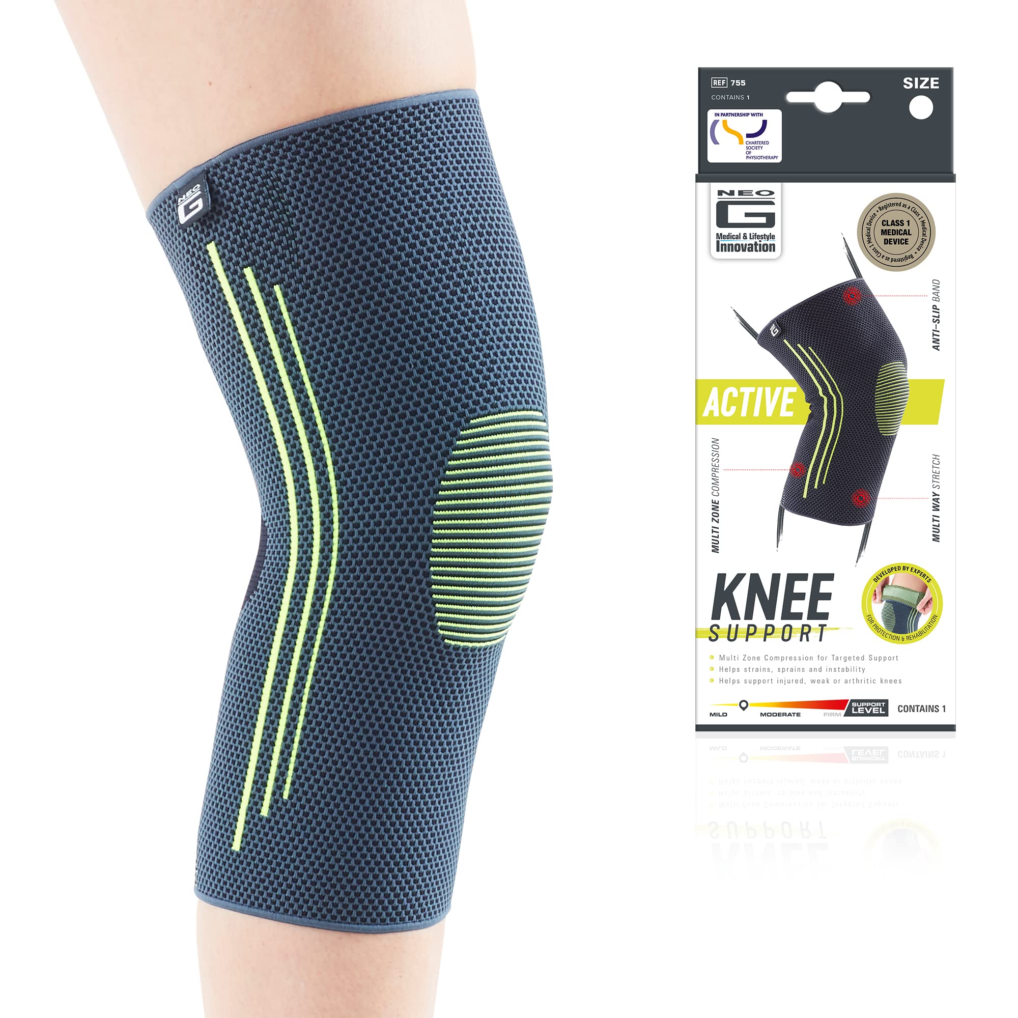 Neo-G Knee Compression Sleeve for Sports - Breathable, Lightweight, Elastic Knee Sleeve for running, Compression Knee Sleeve for knee pain, Meniscus Tear, Sprains, Strains, Injury Recovery - M