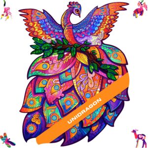 UNIDRAGON Original Wooden Jigsaw Puzzles - Fairy Bird, 107 Pieces, Small Size 7.1 x 9.1, Beautiful Gift Package, Unique Shape Best Gift for Adults and Kids