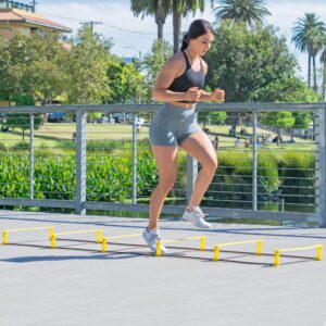 ProsourceFit Raised Speed & Agility Ladder with 6 Collapsible Hurdles for Footwork, Football & Soccer Elevated Training Workout Equipment