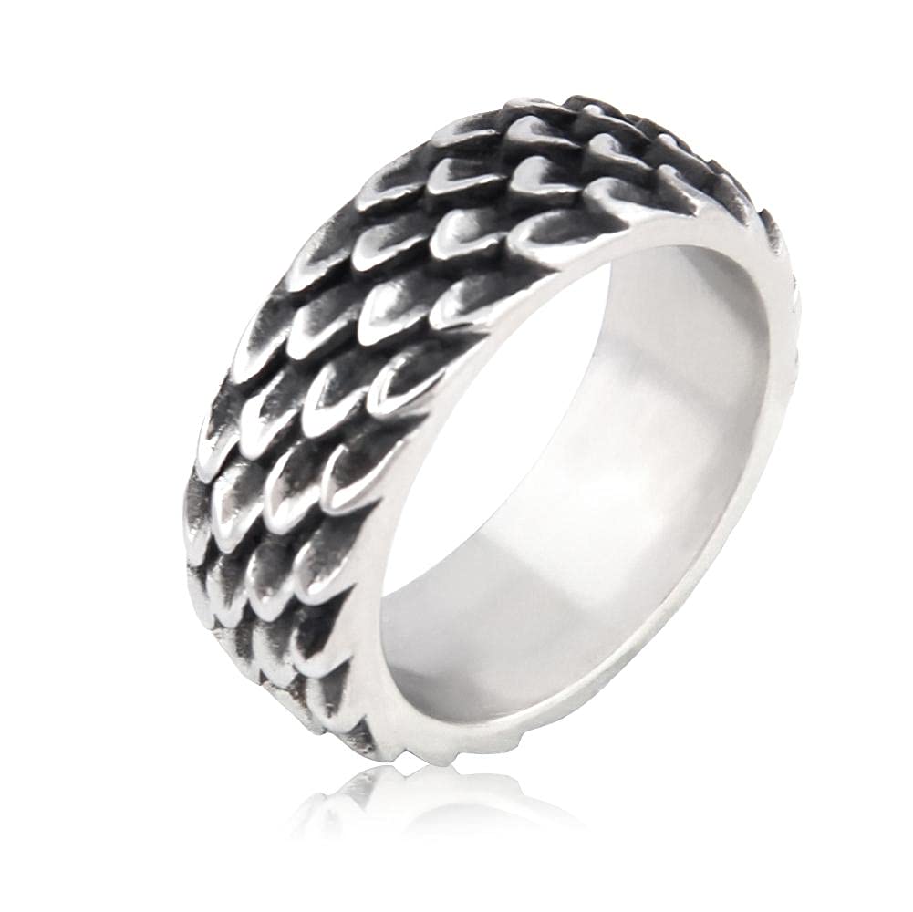 BAVIPOWER Viking Dragon Scales Ring Masculinity Unique Norse Mytholothy Stainless Steel Jewelry Powerful Amulet For Men Women