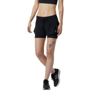 new balance women's impact run 2 in 1 short 22, black, large