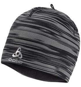 odlo polyknit light eco print hat, black reflective, one size