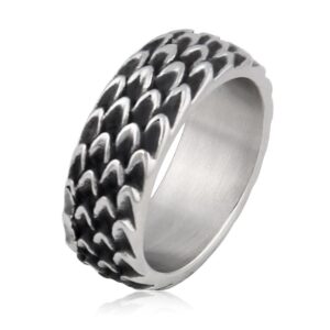 BAVIPOWER Viking Dragon Scales Ring Masculinity Unique Norse Mytholothy Stainless Steel Jewelry Powerful Amulet For Men Women