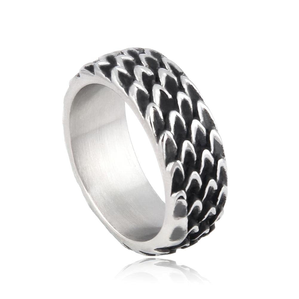 BAVIPOWER Viking Dragon Scales Ring Masculinity Unique Norse Mytholothy Stainless Steel Jewelry Powerful Amulet For Men Women