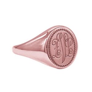 suxerlry 925 sterling silver personalized monogram signet ring custom with 3 letters full back rings (rose gold)