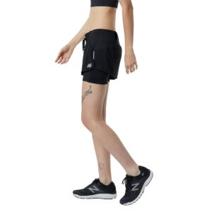 New Balance Women's Impact Run 2 in 1 Short 22, Black, Large