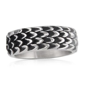 BAVIPOWER Viking Dragon Scales Ring Masculinity Unique Norse Mytholothy Stainless Steel Jewelry Powerful Amulet For Men Women