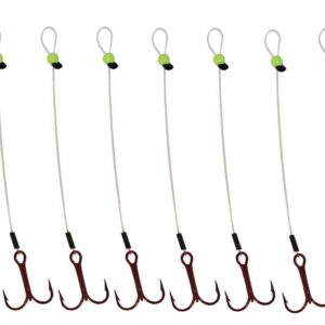 Tooth Shield Tackle 10-Pack Walleye Stinger Hooks/Trailer Hooks 15lb Fluorocarbon Leader Material Red VMC Hooks [Chartreuse] (Hook Size: 8)