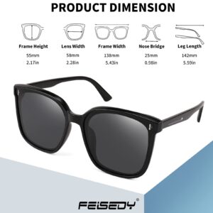 FEISEDY Women Oversized Vintage Polarized Sunglasses Square Cute Trendy Classic Simple Men B2758