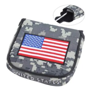 SEACLOUD 1Pc Camouflage Golf Club Mallet Putter Head Cover Waterproof Durable Nylon USA Flag Headcover Protector Bag Square Shape