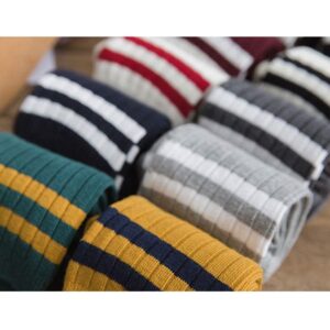 METICK Striped Crew Socks 10 Pairs Retro Cute Long Tube Crew Socks for Women