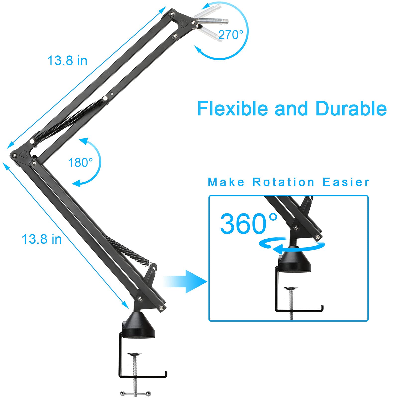 YOUSHARES SM7B Boom Arm with SM7B Pop Filter/Windscreen - Upgraded Mic Arm Compatible with Shure SM7B Dynamic Vocal Microphone, Heavy Duty Mic Stand Provide More Ways to Create.