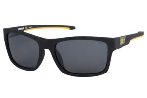 caterpillar men's coder polarized sunglasses square, rubberized matte black, 60 mm