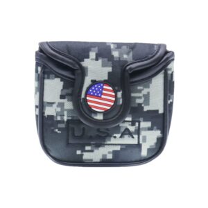 SEACLOUD 1Pc Camouflage Golf Club Mallet Putter Head Cover Waterproof Durable Nylon USA Flag Headcover Protector Bag Square Shape