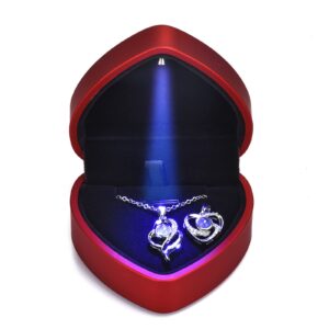 NW 2 pcs Pendants i love you necklace in 100 languages Projection Heart Pendant necklace for women mother with led light heart gift box SLIVER