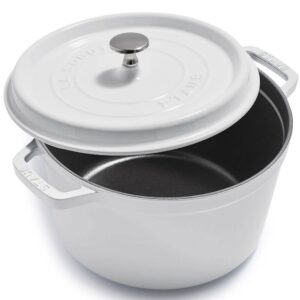 staub cast iron dutch oven 5-qt tall cocotte, made in france, serves 5-6, white