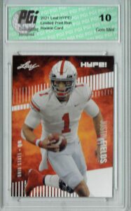 justin fields 2021 leaf hype! #50a only 5000 made rookie card pgi 10