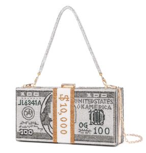 covelin dollar clutch purse for women from, rhinestone evening handbag money bag grey